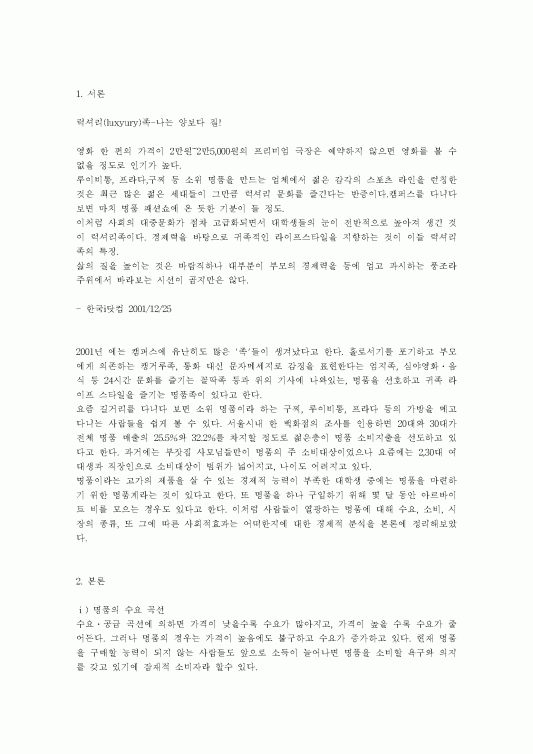 명품이 사회에 미치는 영향