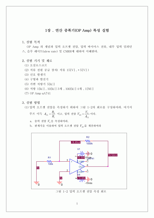 연산 증폭기(OP Amp) 특성 실험