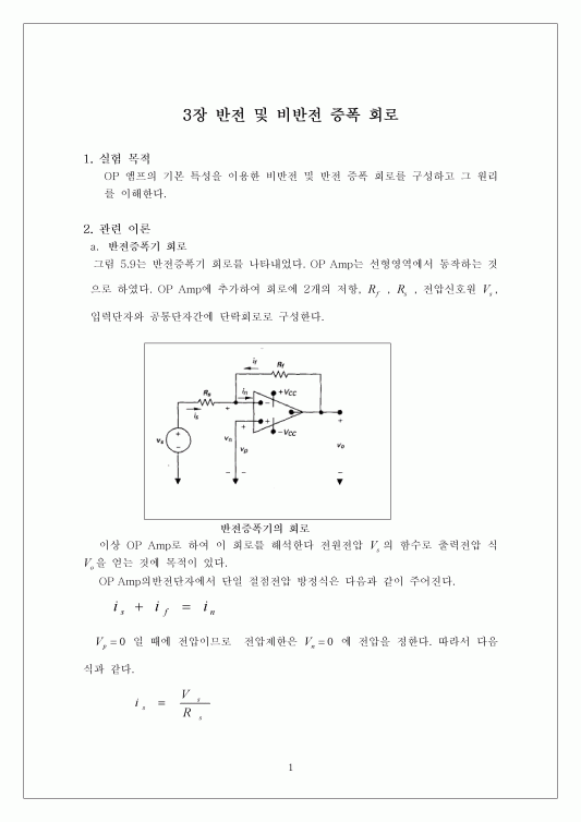 반전 및 비반전 증폭 회로