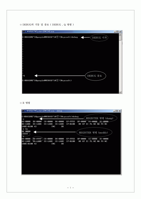 DEBUG 사용법 레포트 자료