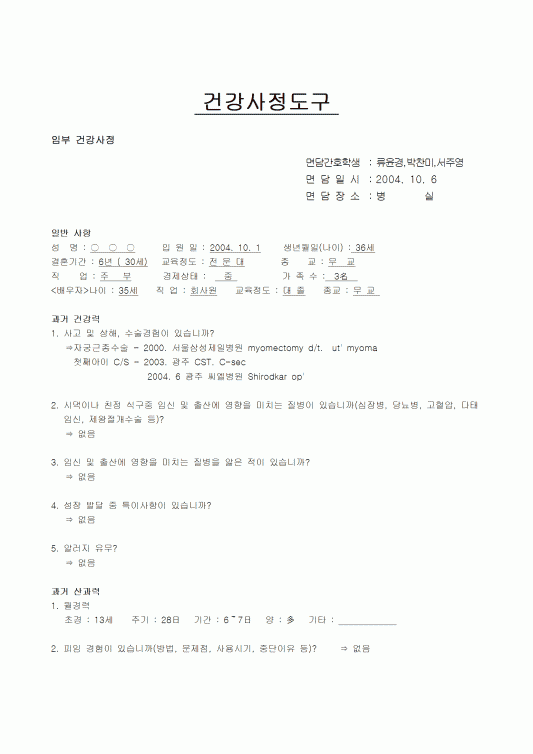 분만실  CASE P.P PLACENTA PREVIA 전치태반