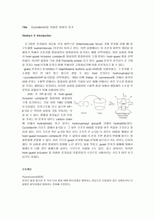 Cyclodextrin을 이용한 형광의 증가