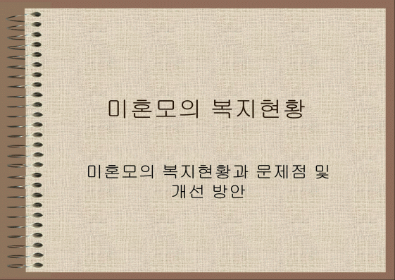미혼모 복지현황