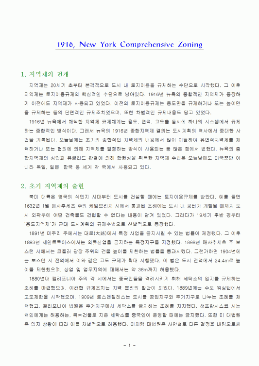 1916년 뉴욕의 종합지역제