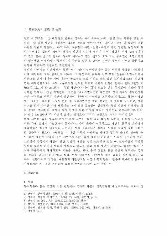특별사면의 통치행위 여부