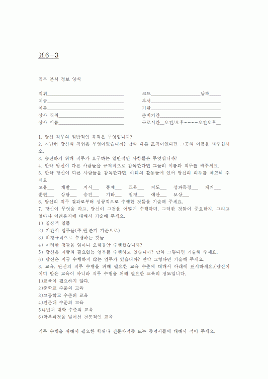 직무 기술서와 직무 명세서, 직무 분석의 실제 사례와 예시