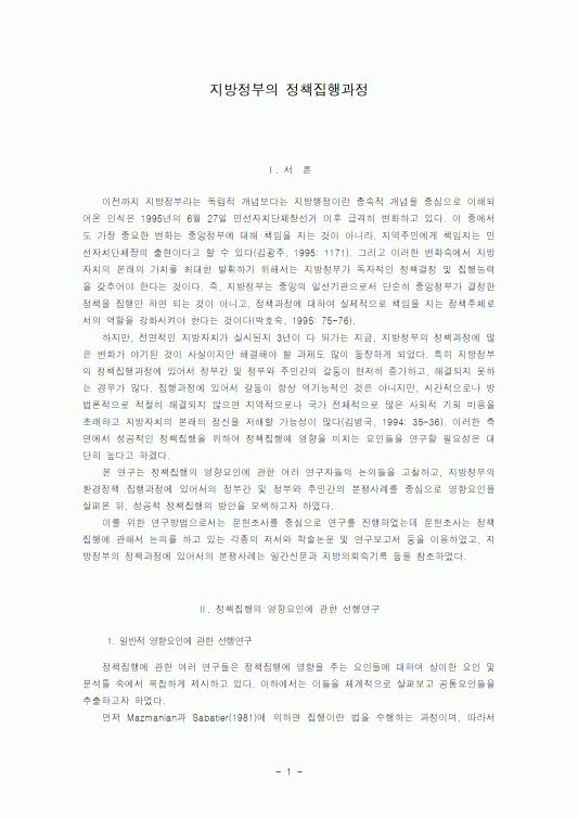 지방정부의 정책집행과정