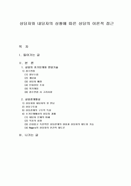 상담자와 내담자의 상황에 따른 상담의 이론적 접근