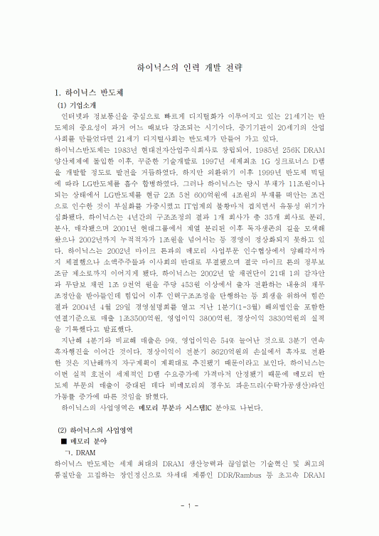 하이닉스의 인력개발 전략