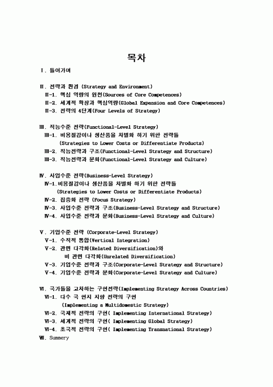 각 수준별 경영전략 연구