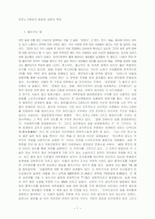 포르노그래피의 범람과 교회의 책임