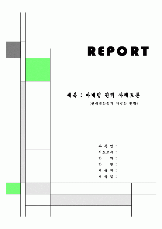 [사회과학] 현대백화점의 차별화 전략