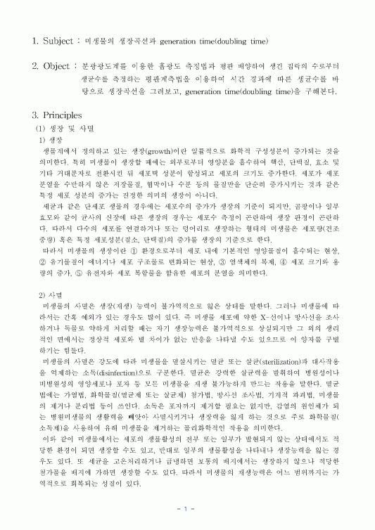 생장곡선(growth curve)와 generation time