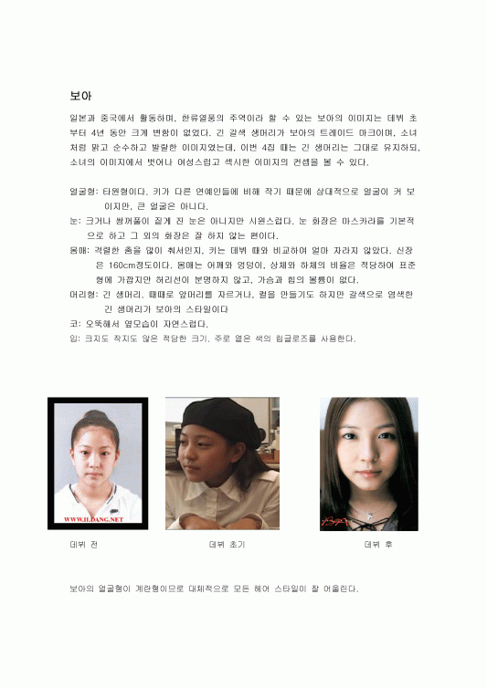 이미지 메이킹과 토탈 코디분석 - 보아