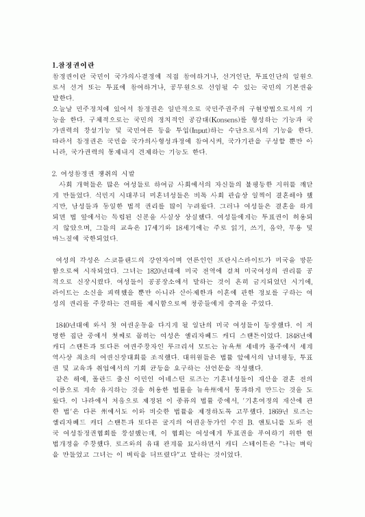 여성의 참정권에 대해서
