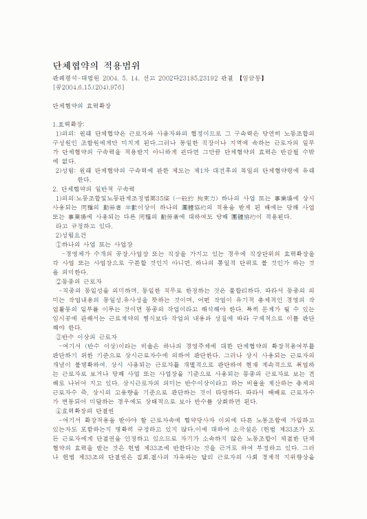 단체협약의 적용범위