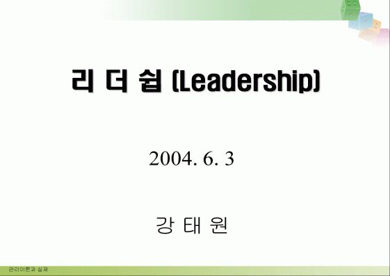 리더십에 대한 파워포인트 발표 자료