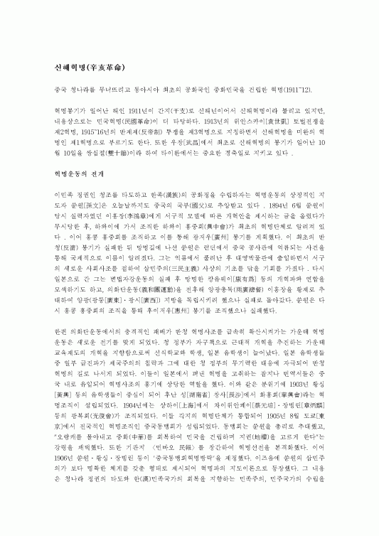 [인문과학] 신해 혁명