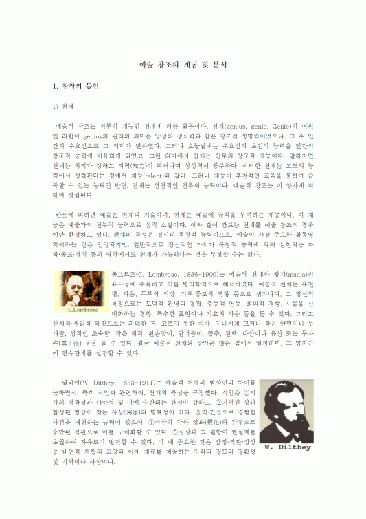 예술창조의 개념 및 분석