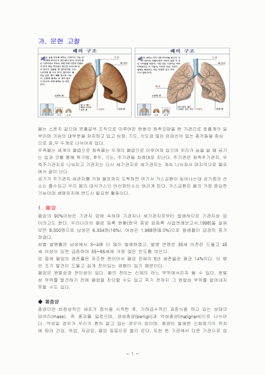페암 수술환자 케이스 스터디