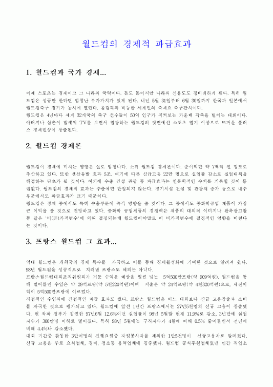 월드컵이 국가에 미치는 경제적 파급효과