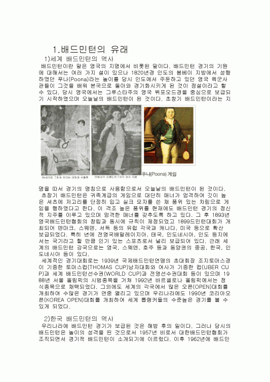 배드민턴에 대하여