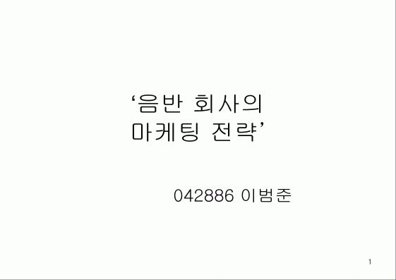 음반회사의 마케팅 전략