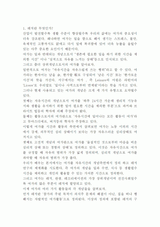레저란 무엇인가-레저산업론