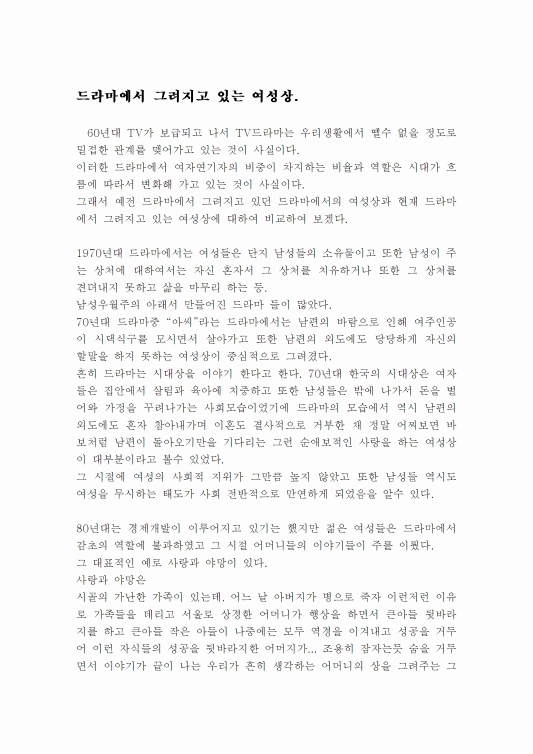 드라마에서 그려진 여성상