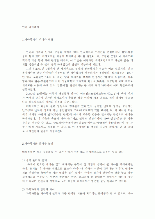 인간 배아복제