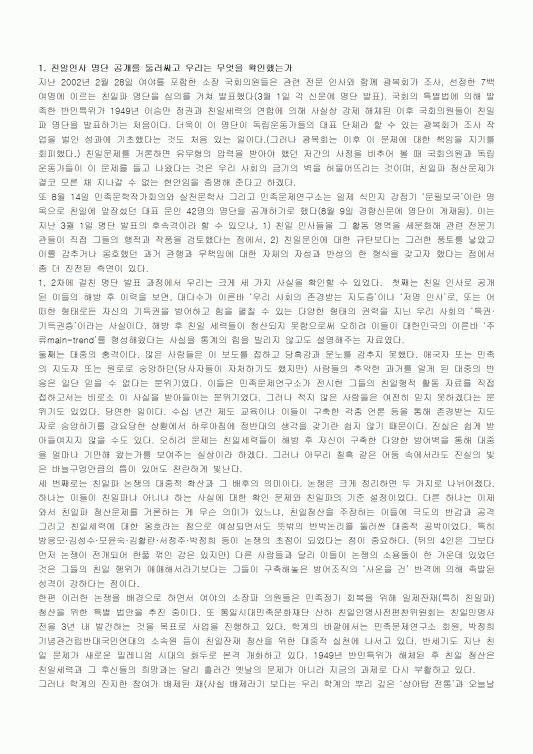 친일파 청산 문제(친일파 청산운동의 현재적 의의와 과제)