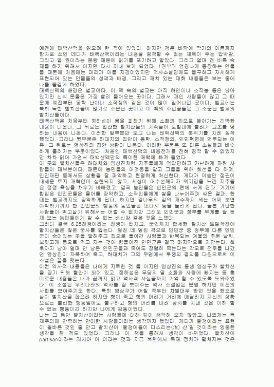 소설 태백산맥을 읽고