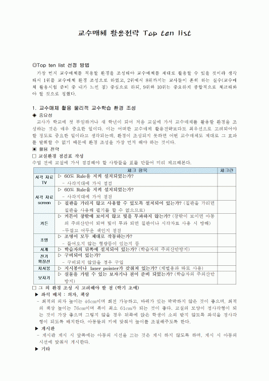 교수매체 활용전략 Top ten list