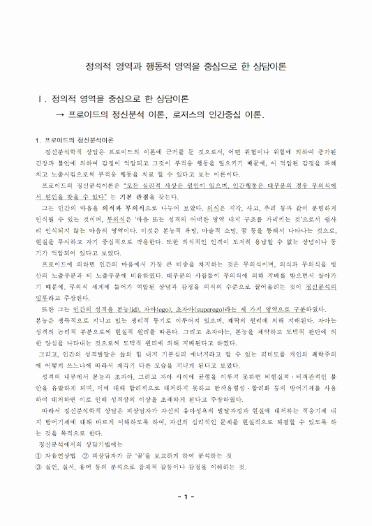 정의적 영역과 행동적 영역을 중심으로 한 상담이론