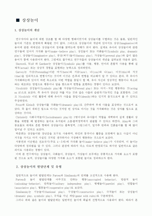 상상놀이 레포트 자료