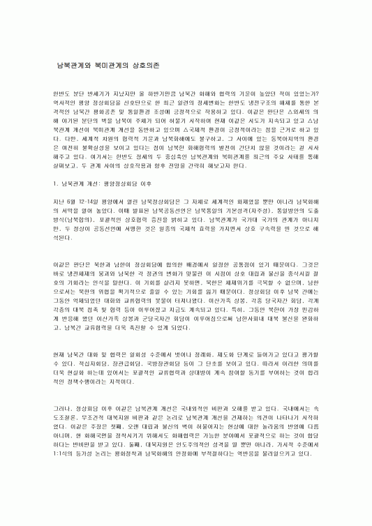 남북관계와 북미관계의 상호의존
