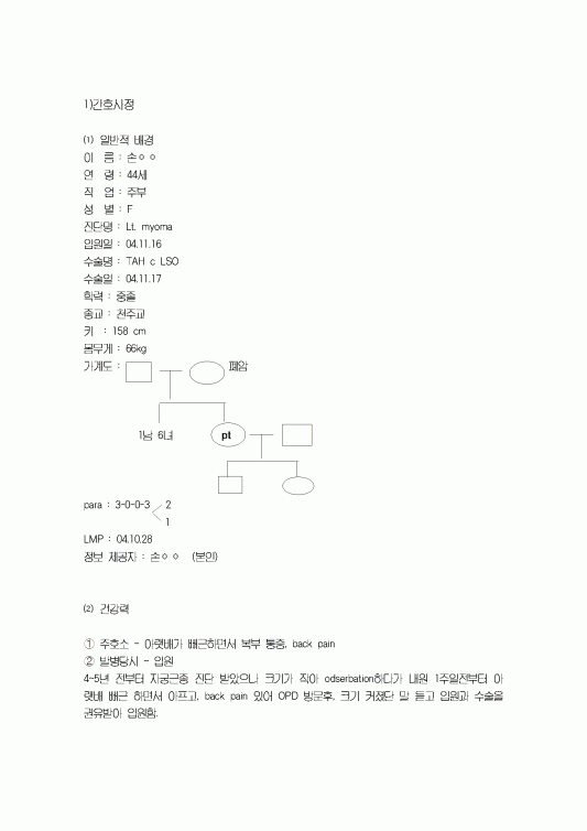 모성간호케이스 자궁근종case