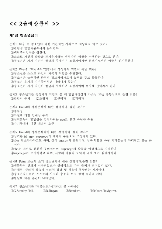 청소년 지도사 2급 모의문제