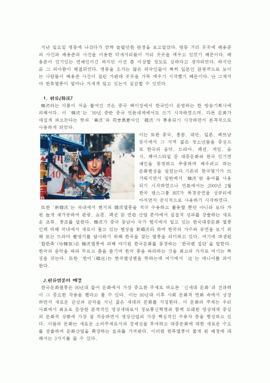 한류열풍에 대한 보고서.