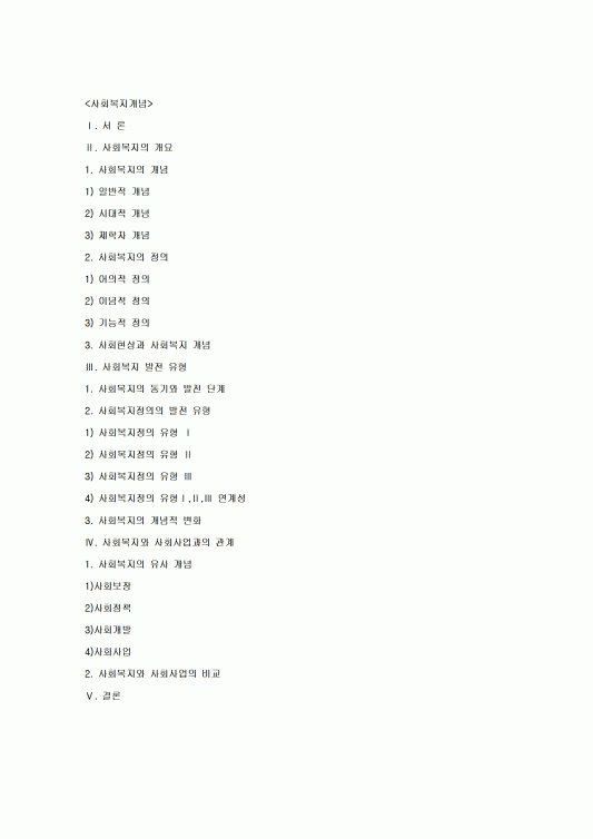 사회복지개념 및 발전 유형