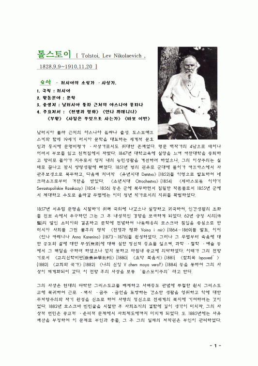 톨스토이의 부활에 대하여