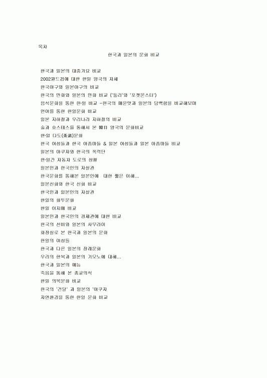 한국과 일본의 문화 비교