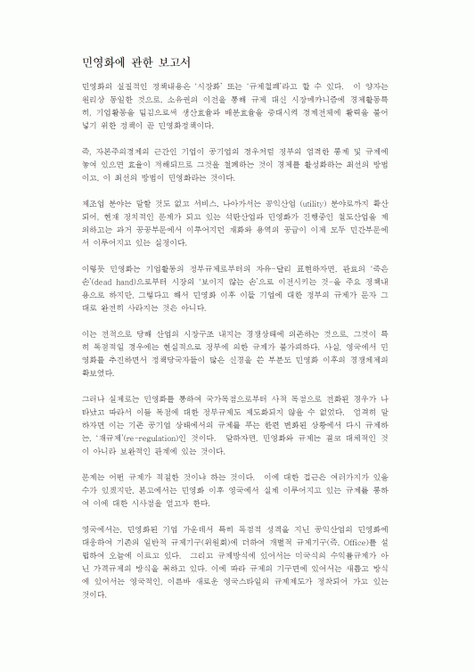 민영화에 관한 보고서