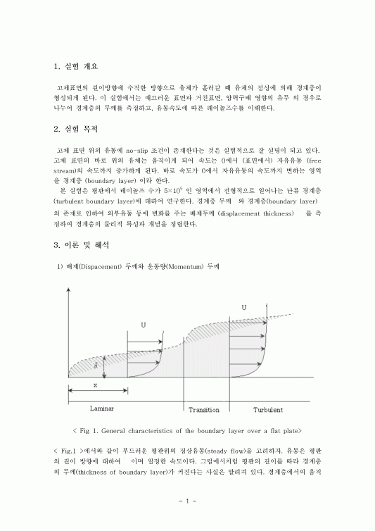 [실험보고서] 경계층 실험