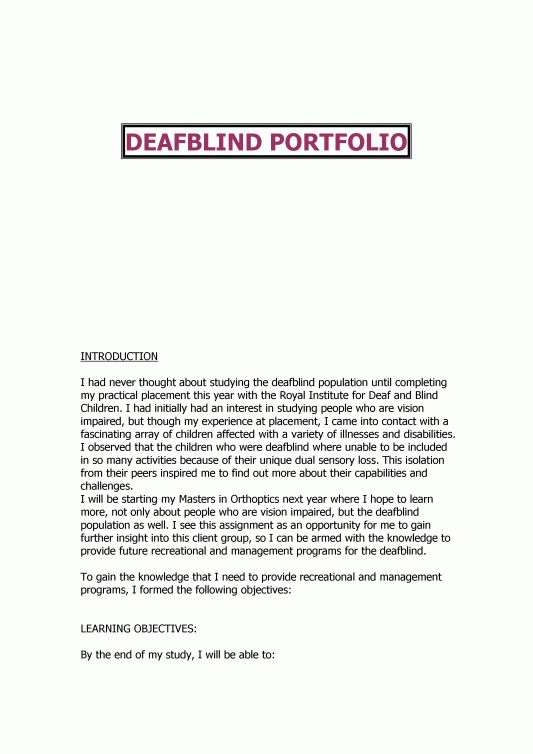 DEAFBLIND PORTFOLIO