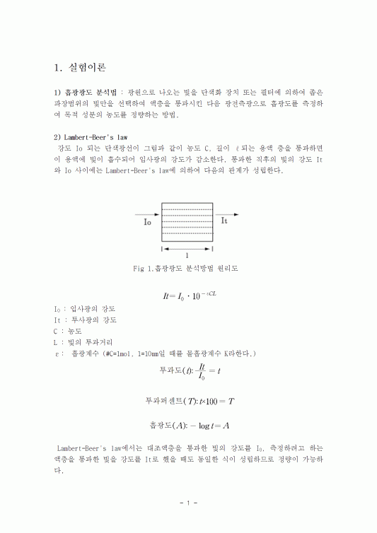 실험5. 흡광광도 분석