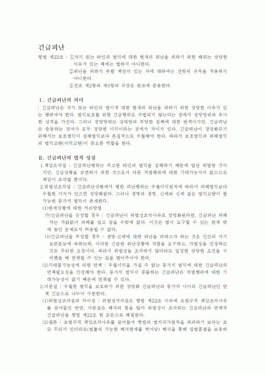 긴급피난 레포트 자료