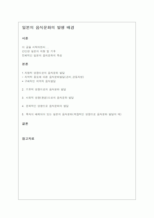 일본 음식 문화의 발생 배경