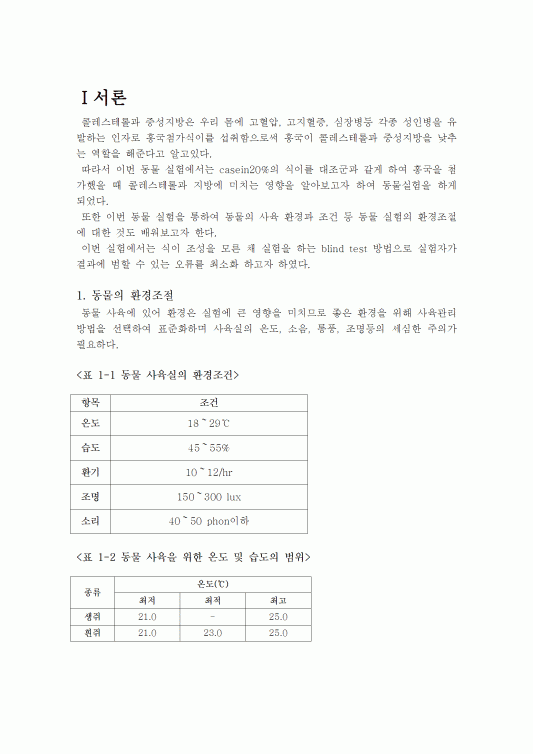 동물실험분석-홍국이 미치는 영향과 AIN-76과 93의 비교