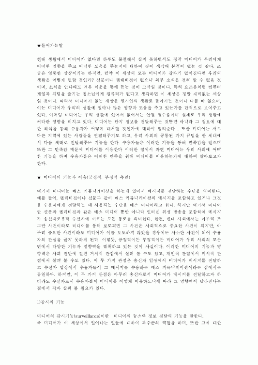 미디어의 기능